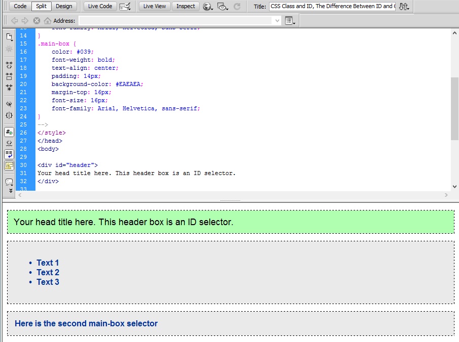 CSS Class And ID The Difference Between ID And Class Css Tutorial
